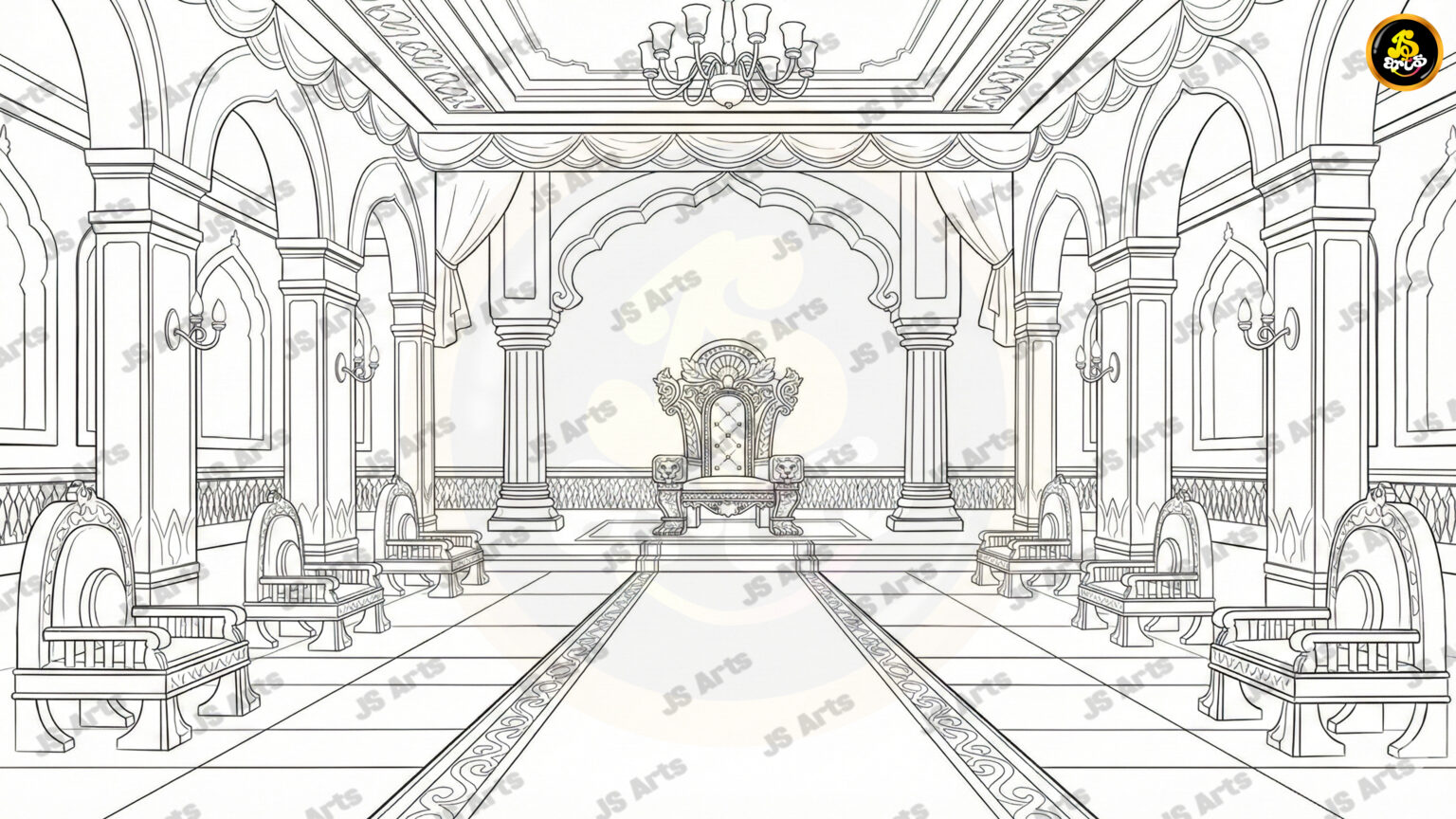 Raja ka Darbar (Singhasan) – Royal Palace Interior Background PSD – JS ...